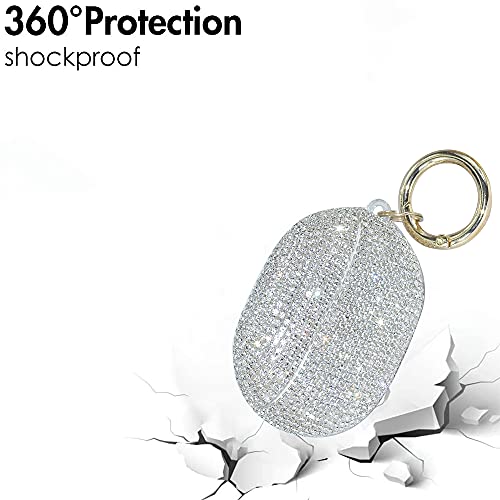 New in 2021 Apple Beats Studio Buds Case Sparkly Diamond Beats Studio Buds Case with Keychain, Shockproof Protective Premium Bling Rhinestone Cover Skin for Beats Studio Buds Charging Case