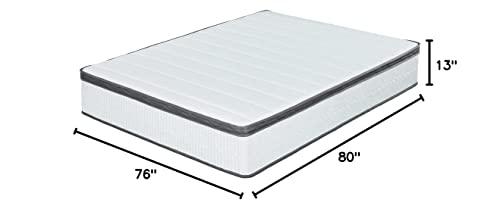 Oleesleep 13 Inch Dual Layered Gel Hybrid Memory Foam Mattress, CertiPUR-US Certified, Gray, King