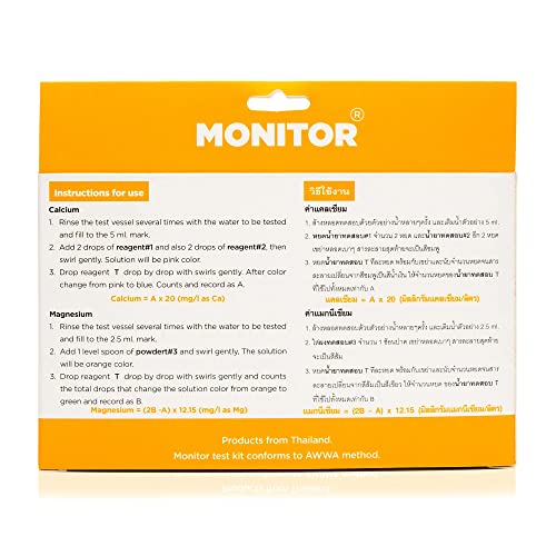 Monitor Calcium/Magnesium Low Salinity (0-5 PPT) Test KIT (120 Tests) - Monitor Aquarium and aquaculture Water Quality