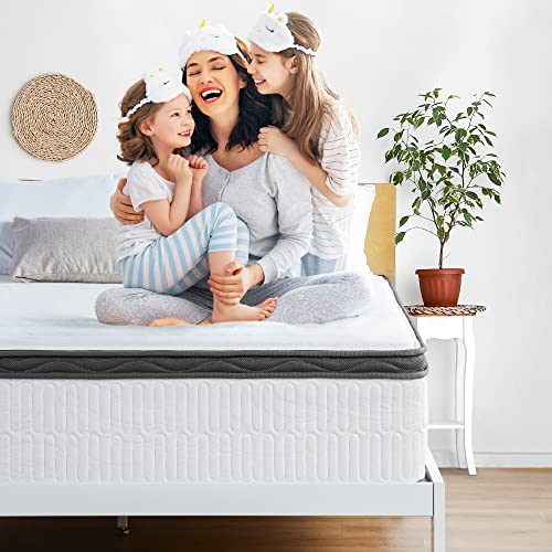 Oleesleep 13 Inch Dual Layered Gel Hybrid Memory Foam Mattress, CertiPUR-US Certified, Gray, King