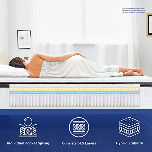 Oleesleep 13 Inch Dual Layered Gel Hybrid Memory Foam Mattress, CertiPUR-US Certified, Gray, King