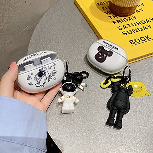 3D Cool Cute Astronaut Cartoons Case with Pendant Keychain for Women Girls Men Boys for Beats Studio Buds 2021 Case Cover Accessories Silicone Skin