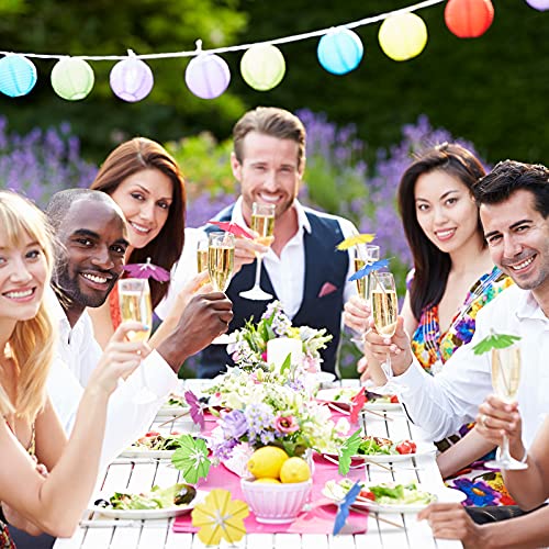Drink Umbrellas Cocktail Picks Parasol Cocktail Umbrellas Sticks with Wood Toothpicks for Summer Hawaiian Cupcake Toppers Umbrella Sticks Tropical Wedding Party Decor(150 Pieces)