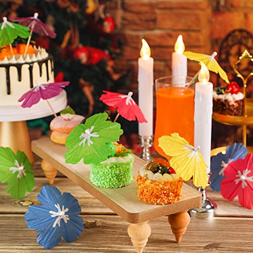 Drink Umbrellas Cocktail Picks Parasol Cocktail Umbrellas Sticks with Wood Toothpicks for Summer Hawaiian Cupcake Toppers Umbrella Sticks Tropical Wedding Party Decor(150 Pieces)