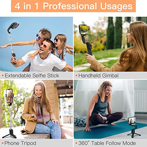 Gimbal Stabilizer for Smartphone, 2 Axis Selfie Stick Tripod with Face Tracking, 360° Rotation, 4 in 1 Portable Phone Tripod w/Extendable Stick for iPhone 14/Android Video Recording hohem iSteady Q
