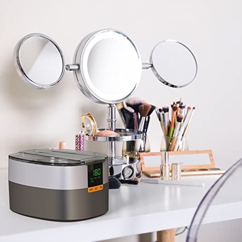 KECOOLKE Ultrasonic Jewelry Cleaner, 750ml Sonic Cleaner with Digital Timer for Eyeglasses, Rings, Coins，Silver，Denture Ultrasonic Cleaner Solution for Gifts