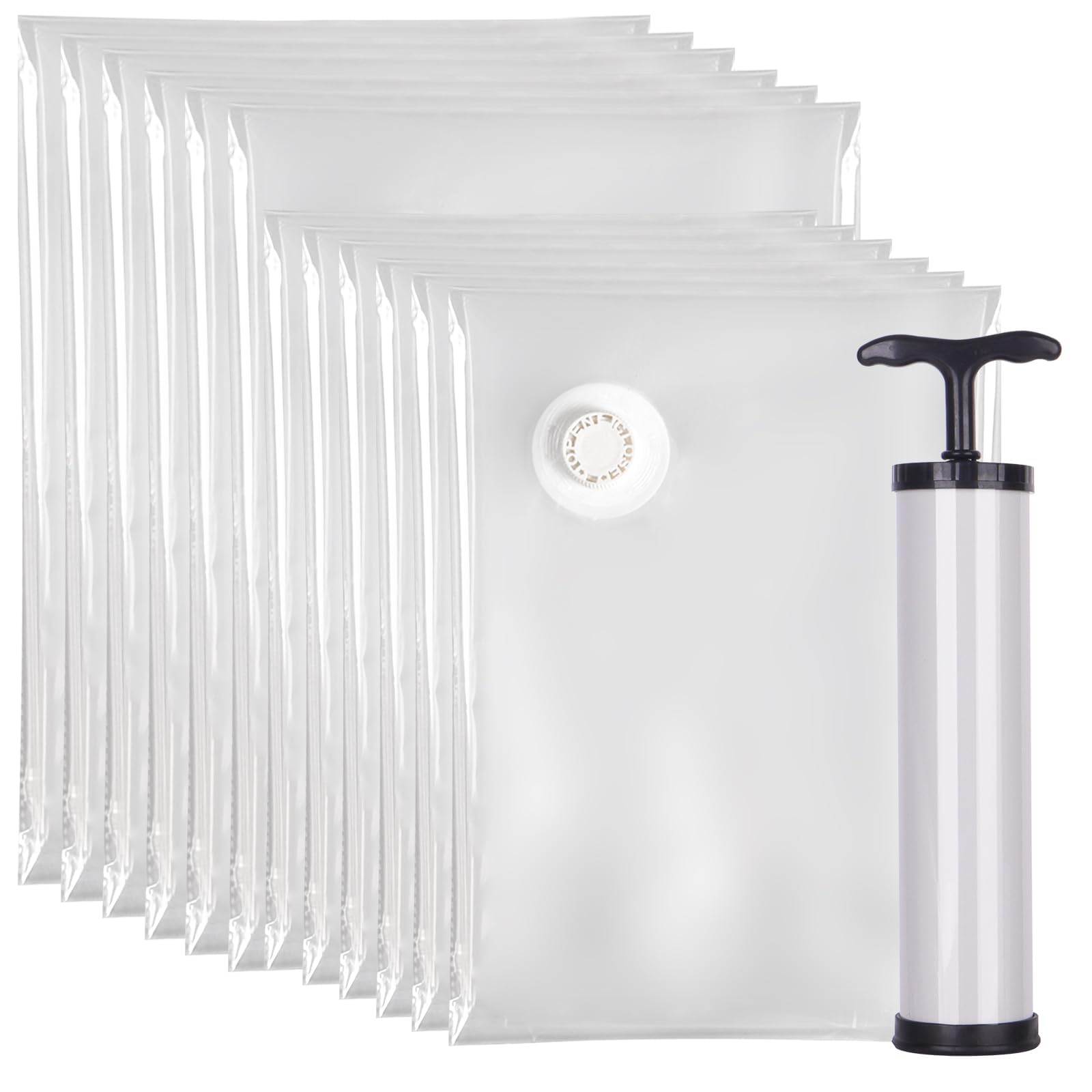 AUKUS Vacuum Storage Bags with Manual Air Pump, 2 Pack Space Saver Bags, 6 Medium/6 Small Compression Storage Bags for Comforters and Blankets, Vacuum Sealer Bags for Clothes Storage