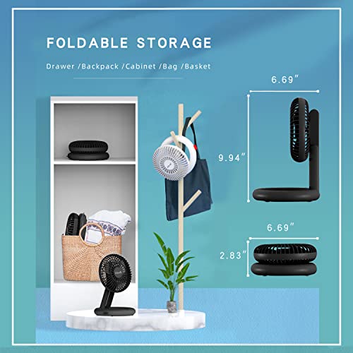 Alioth Portable Desktop Table Fan , Foldable with Base, 3 Speeds Super Quiet Personal Cooling Fan for Desktop Office Travel(Black)