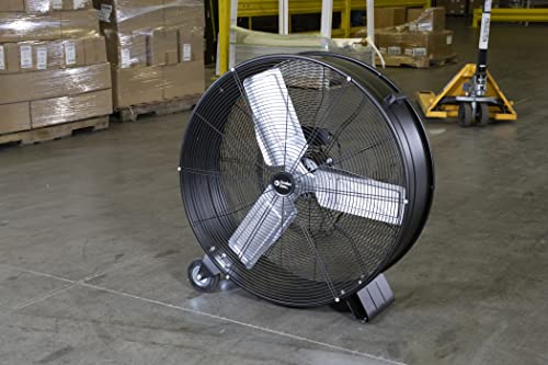 Comfort Zone CMC30 30β High-Velocity 2-Speed Direct-Drive Industrial Drum Fan, All-Metal Construction, Rubber Wheels, Easy to Grab Handle, & Balanced Aluminum Blades, Black