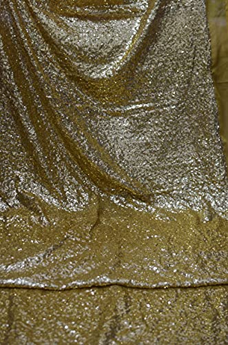 Sequins and Metallic in Mesh Fabric by Yard,Embroidery Lace Heavy Beads,Sequin Embroidery Lace Fabric, Metallic Fabric,Smoke Gray Sequin (Gold, 10 Yards)