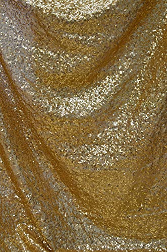 Sequins and Metallic in Mesh Fabric by Yard,Embroidery Lace Heavy Beads,Sequin Embroidery Lace Fabric, Metallic Fabric,Smoke Gray Sequin (Gold, 10 Yards)