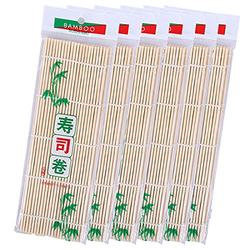 JIALEEY Bamboo Sushi Rolling Mat, 9.5x9.5 Inch, 6 PCS Set