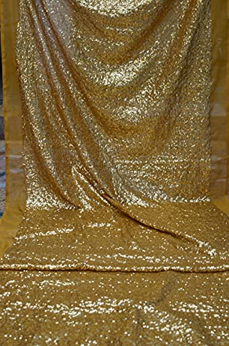 Sequins and Metallic in Mesh Fabric by Yard,Embroidery Lace Heavy Beads,Sequin Embroidery Lace Fabric, Metallic Fabric,Smoke Gray Sequin (Gold, 10 Yards)