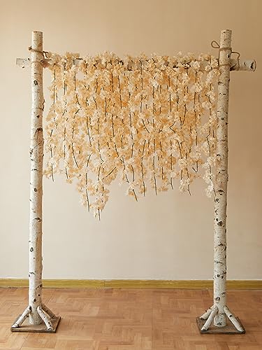 PARTY JOY 8pcs 23.6ft Artificial Cherry Blossom Flower Garland Hanging Vines for Home Decor Room Wedding Party Kawaii Decor Champagne