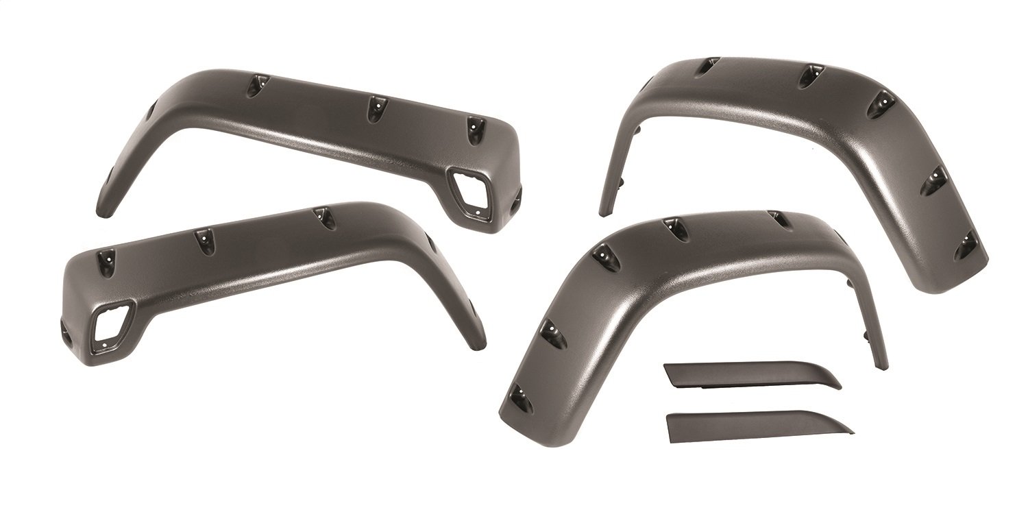 Rugged Ridge 11630.10 Black ABS Plastic Stainless Hardware All-Terrain Fender Flare Kit - 6 Pieces