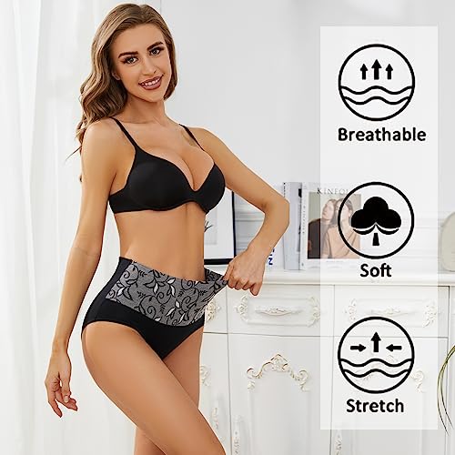 MEIDAYAI Womens Underwear Cotton Tummy Control High Waisted Underwear Soft Breathable Full Coverage Panties Multipack