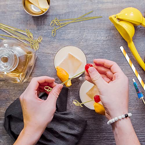 Cocktail Drink Accessories 300pcs β 100 Drink Umbrellas, 100 Bamboo Knotted Picks, 100 Paper Straws by DEMIGO, Great for Drinks & Appetizers, Hawaiian and Pool Parties