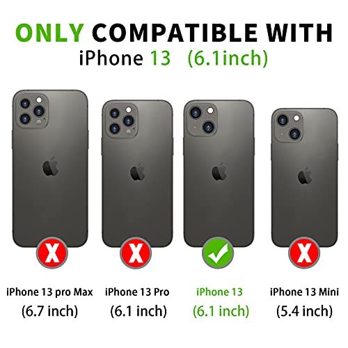 FYY Compatible with iPhone 13 Case, [Kickstand Feature] Luxury PU Leather Wallet Case Flip Folio Cover with [Card Slots] and [Note Pockets] Case for iPhone 13 5G 6.1" Rose Gold