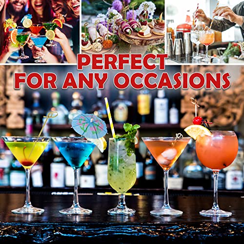 Cocktail Drink Accessories 300pcs β 100 Drink Umbrellas, 100 Bamboo Knotted Picks, 100 Paper Straws by DEMIGO, Great for Drinks & Appetizers, Hawaiian and Pool Parties