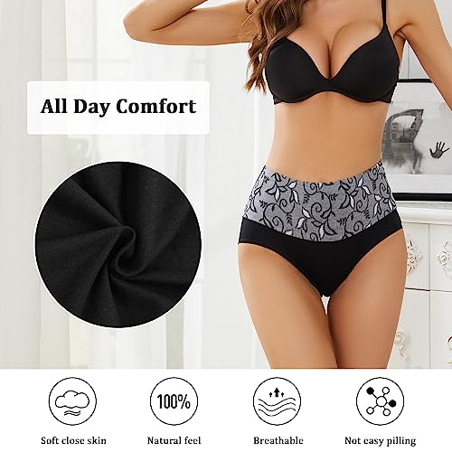 MEIDAYAI Womens Underwear Cotton Tummy Control High Waisted Underwear Soft Breathable Full Coverage Panties Multipack