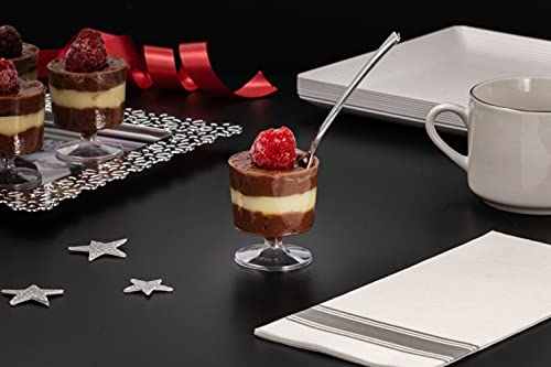 Exquisite Mini Dessert Cups With Spoons 200 Pcs I Serves 100 I Disposable Mini Plastic Mousse Cups With Spoons For Mini Dessert I 2 Oz Small Dessert Cups with Spoons I Clear Dessert Cups With Spoons