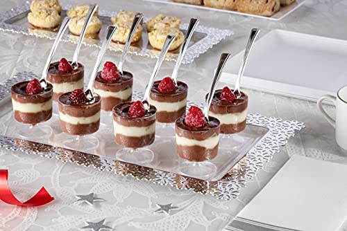 Exquisite Mini Dessert Cups With Spoons 200 Pcs I Serves 100 I Disposable Mini Plastic Mousse Cups With Spoons For Mini Dessert I 2 Oz Small Dessert Cups with Spoons I Clear Dessert Cups With Spoons