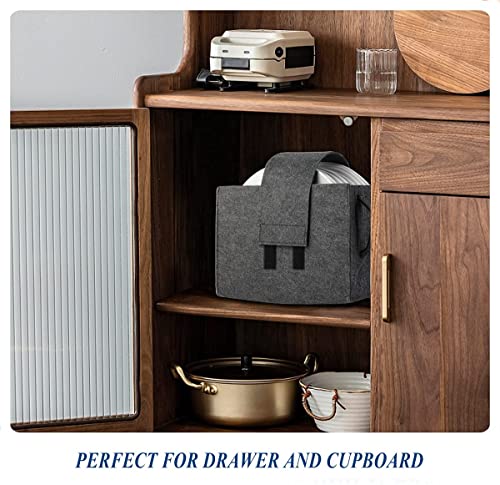Felt Plate Storage Containers for Caravan, Camping Dish Holder Bag for 8 Plates, Camping Tableware Storage Felt Bag, Motorhome Cupboard Storage Kitchen Accessories, Reduce Noise