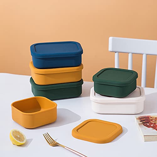 YFBXG Bento Lunch Box Container, Reusable Silicone Bento Lunch Container,Leak-Proof 3 Compartment Bento Box for Adult & kids, Microwave Safe (Green)