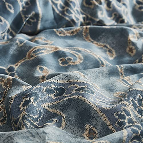 Madison Park Belcourt Sateen Cotton Comforter Set, Breathable, Soft Cover, Trendy, All Season Down Alternative Cozy Bedding with Matching Shams, King/ Cal King, Blue 3 Piece