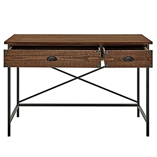 FirsTime & Co. Brown Wilshire Desk, Writing Desk, Compact Computer or Laptop Desk for Home Office, Wood and Metal, Farmhouse, 47.25 x 19.5 x 30 inches
