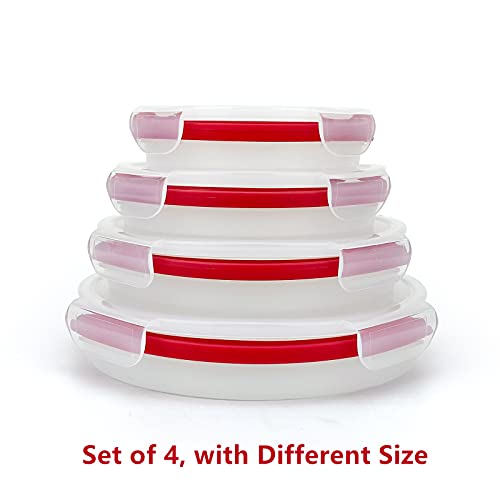 CARTINTS Reusable Collapsible Bowls for Camping, Silicone Food Grade Storage Containers, Silicone Lunch Containers for Microwave, Freeze or Store, Leakproof, Set of 4,Red