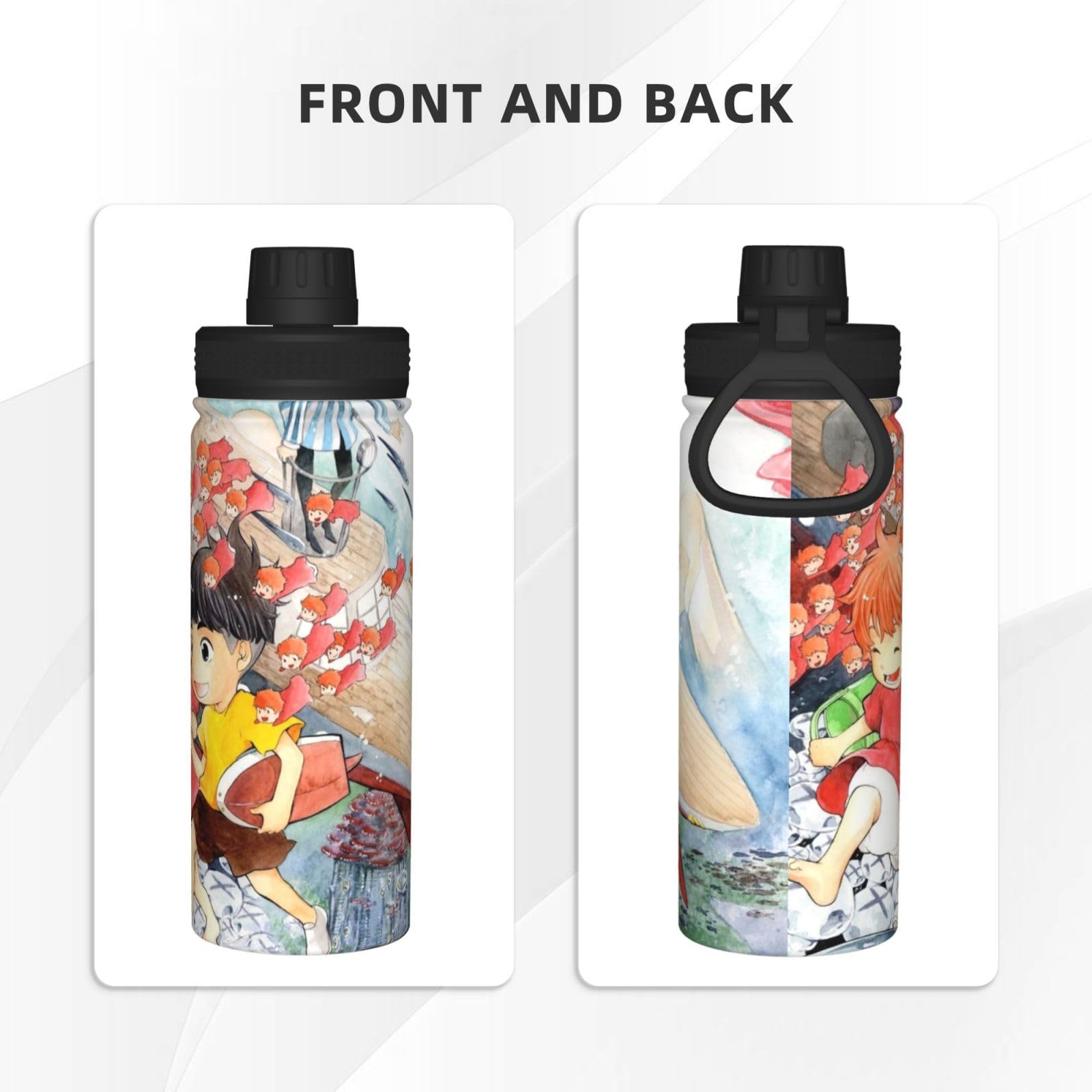 LOUNDY Ponyo and Sosuke 18 oz Tumblers Stainless Steel Vacuum Insulated Coffee Mug Water Bottle Drinking Cup