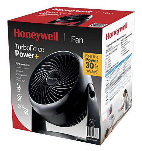 Honeywell Turbo Force Air Circulator Fan Black( HPF820BWM) | 3 Speed, Head Pivots 90 Degree, 30 Ft range, 10.91 x 6.26 x 10.91 Inches