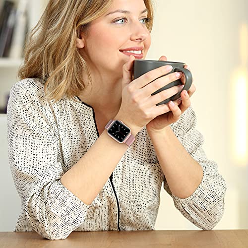 🌈🌈🌈OULUOQI for Apple Watch Band Series Ultra SE 8 7 6 5 4 3 2 1 38mm 40mm 41mm 42mm 44mm 45mm 49mm Women and Men, Stainless Steel Mesh Loop Magnetic Clasp Replacement for iWatch Band ( 38mm/40mm/41mm Rose Gold)