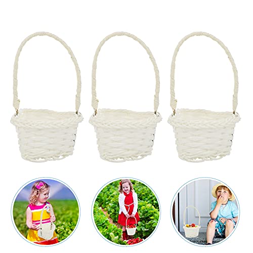 DOITOOL Flowers 6pcs Rattan Woven Flower Basket Gift Basket Picnic Basket Wedding Flower Girl Basket Candy Fruit Sundries Storage Basket for Wedding Picnic Party Baskets