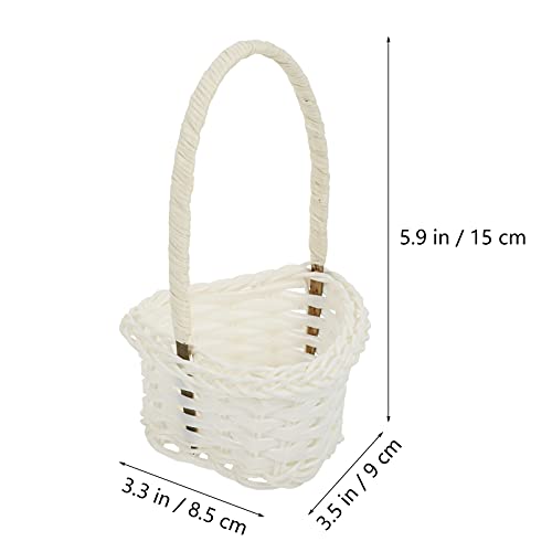DOITOOL Flowers 6pcs Rattan Woven Flower Basket Gift Basket Picnic Basket Wedding Flower Girl Basket Candy Fruit Sundries Storage Basket for Wedding Picnic Party Baskets