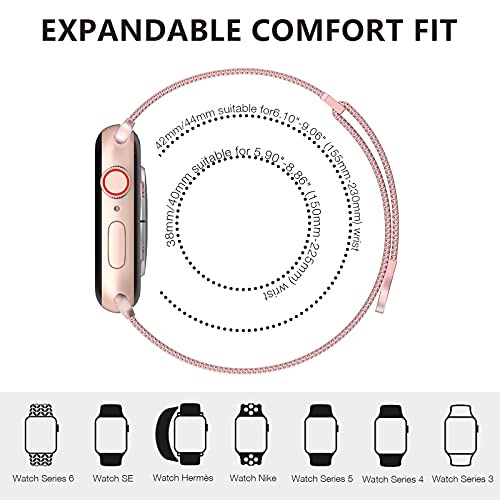 🌈🌈🌈OULUOQI for Apple Watch Band Series Ultra SE 8 7 6 5 4 3 2 1 38mm 40mm 41mm 42mm 44mm 45mm 49mm Women and Men, Stainless Steel Mesh Loop Magnetic Clasp Replacement for iWatch Band ( 38mm/40mm/41mm Rose Gold)