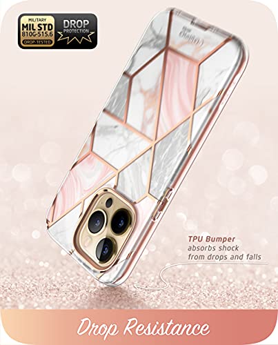 i-Blason Cosmo Series Case for iPhone 13 Pro 6.1 inch (2021 Release), Slim Full-Body Stylish Protective Case with Built-in Screen Protector (Marble)