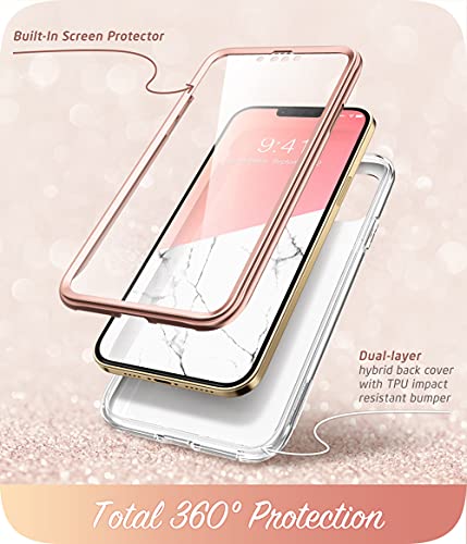 i-Blason Cosmo Series Case for iPhone 13 Pro 6.1 inch (2021 Release), Slim Full-Body Stylish Protective Case with Built-in Screen Protector (Marble)