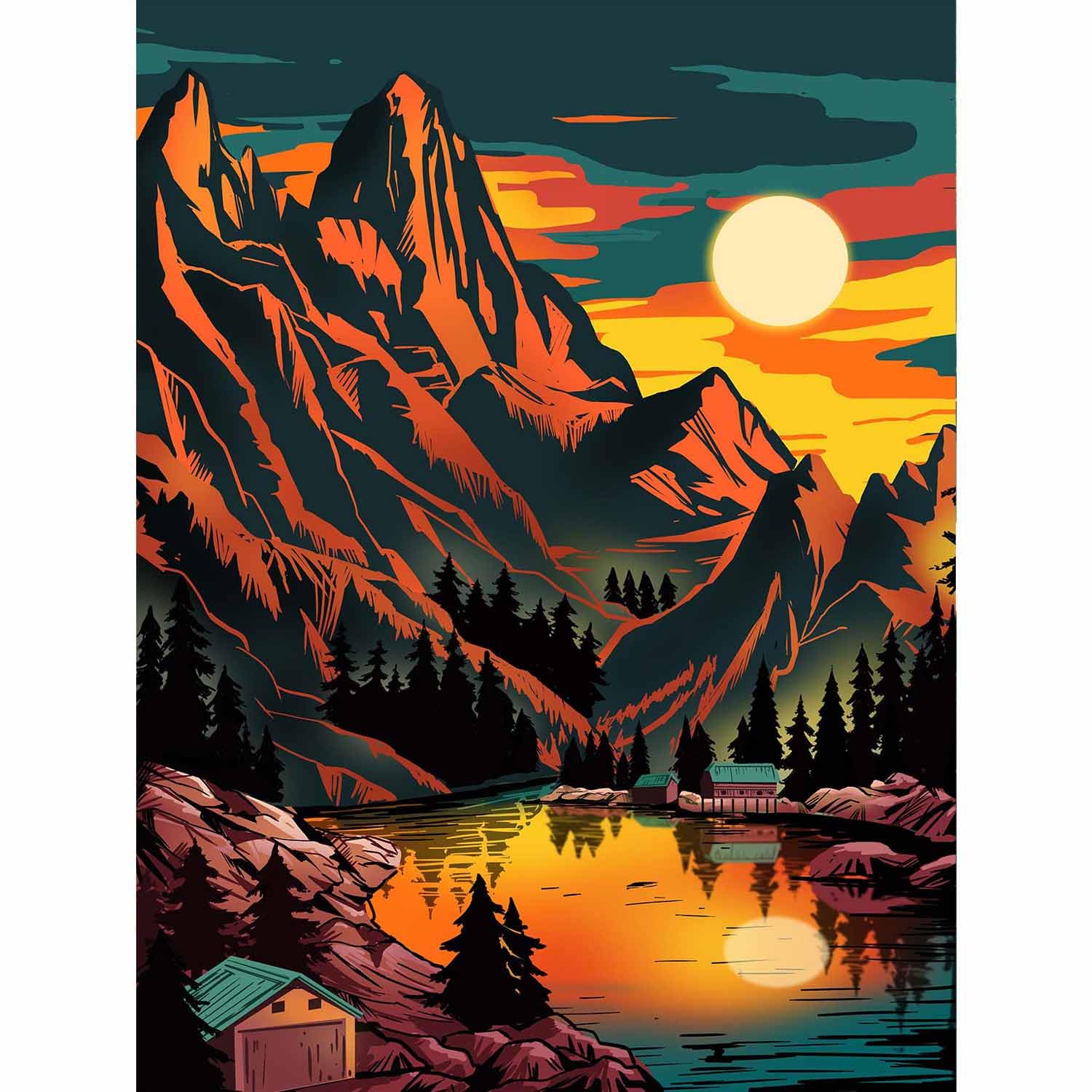 LYKEJI Scenery Diamond Painting Kits for Adults,5D Colorful Sunset Landscape Diamond Art,DIY Round Full Drill Diamonds Paintings Gem Art Crafts for Gift and Wall Decoration,11.8×15.7 Inch