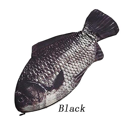 Realistic Fish Shaped Pencil Case, Large Capacity Pencil Pouch with Zipper, Multifunctional Pen Case Make up Bag School Office Stationery Supplies Organizer for Kids Teens Students Adults (12" x 5")