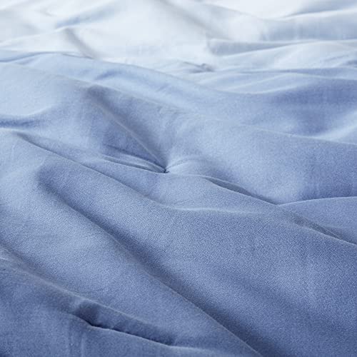 Madison Park 100% Sateen Cotton Comforter Set, Breathable, Soft Cover, Trendy, All Season Down Alternative Cozy Bedding with Matching Shams, Full/Queen (90 in x 90 in), Indigo Blue 3 Piece