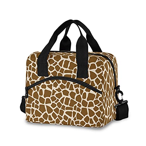 KEEPREAL Giraffe Skin Texture Print Insulated Lunch Bag with Shoulder Strap & Carry Handle, School Lunch Box for Kids, Eco-friendly Cooler Bag Tote Bag for Men,Women