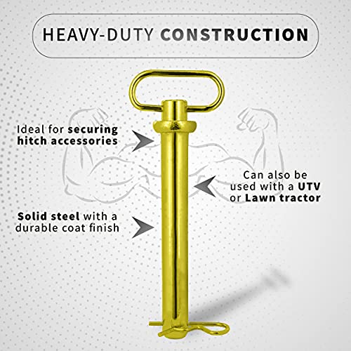 Trailer Hitch Pin and Clip 1 X 7.5” Receiver Pin, Use for Drop Hitches, Multi Hitches, Hitch Plugs, Bike Racks, and Cargo Carriers– by Goreks