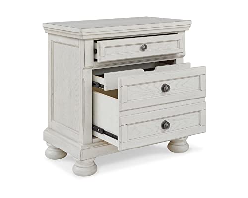 Signature Design by Ashley Robbinsdale 2 Drawer Night Stand, 29"W x 18"D x 30"H, White