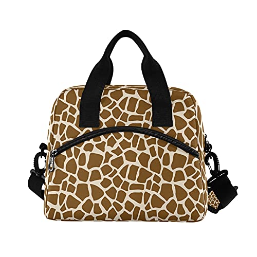 KEEPREAL Giraffe Skin Texture Print Insulated Lunch Bag with Shoulder Strap & Carry Handle, School Lunch Box for Kids, Eco-friendly Cooler Bag Tote Bag for Men,Women