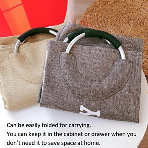 BoMao Laundry Bag, Collapsible Fabric Laundry Hamper with Cushioned Handles, Square Storage Basket for Store Clothes and Toys (Grey)