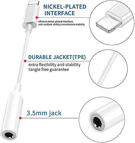 [Apple MFi Certified] Lightning to 3.5 mm Headphone Jack Adapter,esbeecables 3 Pack iPhone 3.5mm Earphones/Headphones Adapter,Audio Jack Aux Accessories Compatible with iPhone 12/11/XS/Max/X 8 7/iPad