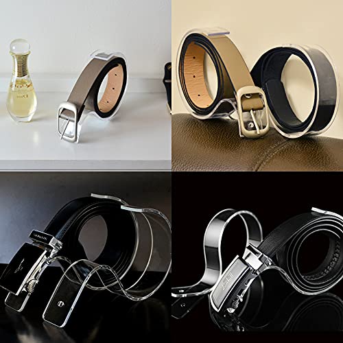 SUNSHNO 10 PCS Acrylic Belt Display Stand for Men and Women Belt, Rack Holder Closet Organizer Space Saver Case for Store Display or Home Use