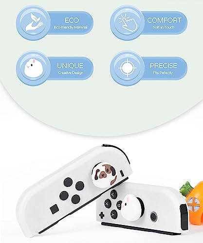 PAWSWORLD Cute Switch Thumb Grips Caps for Switch/Switch Lite/Switch OLED Rabbits Joystick Dust Jacket Silicone Joycon Grip Covers Anti-Scratch 4PCS Switch Button Caps - Fluffy Bunny